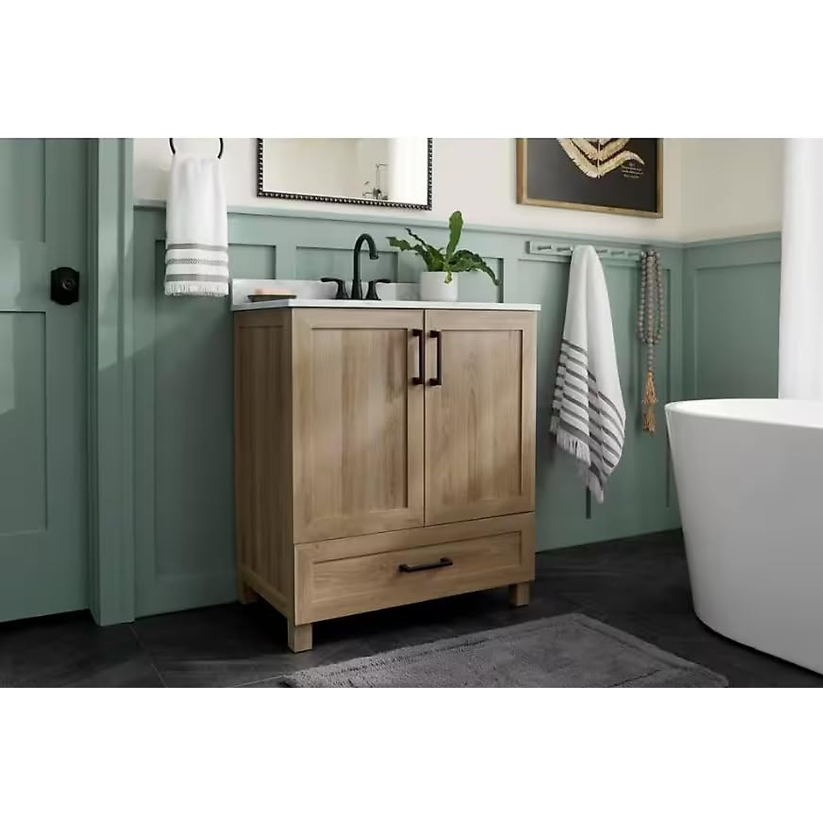 Pimentel Vanity Modern Bath Ceramic Sink, 30-INCH X 19-INCH X 34-INCH Color Oak Elegance