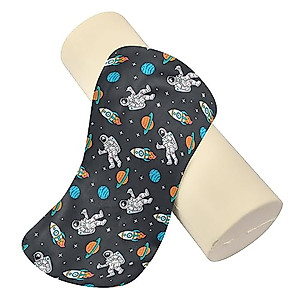 Vnurnrn Cartoon Space Rockets Planets Neck Support Pillow Round Neck Roll Bolster Cylinder Pillow Cervical Pillows Leg Pillow for Leg Knee Back Head Support for Study Work Men Women