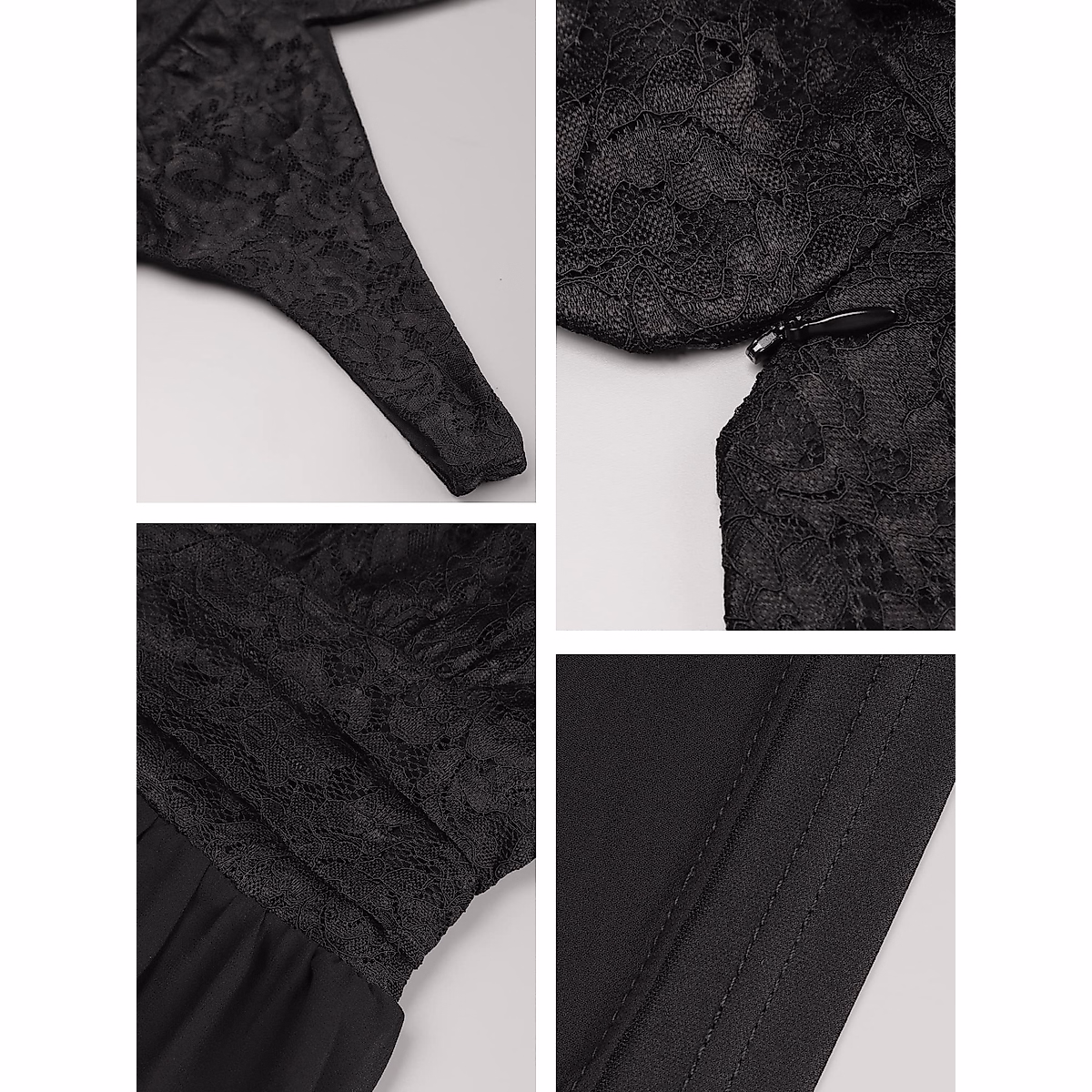 Ever-Pretty Double V-Neck Sleeveless Empire Waist Chiffon Formal Dresses for Evening Party Black US16