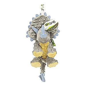 goDog Dinos Frills Squeaky Plush Dog Toy, Chew Guard Technology - Gray, Large