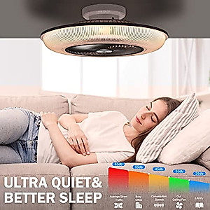 AnEgoe Ceiling Fan with Lights Remote Control, 23'' Large Modern Ceiling Fan 360° Angle Airflow Flush Mount Ceiling Fan with Lights Low Profile Fan for Bedroom Living Room Kitchen