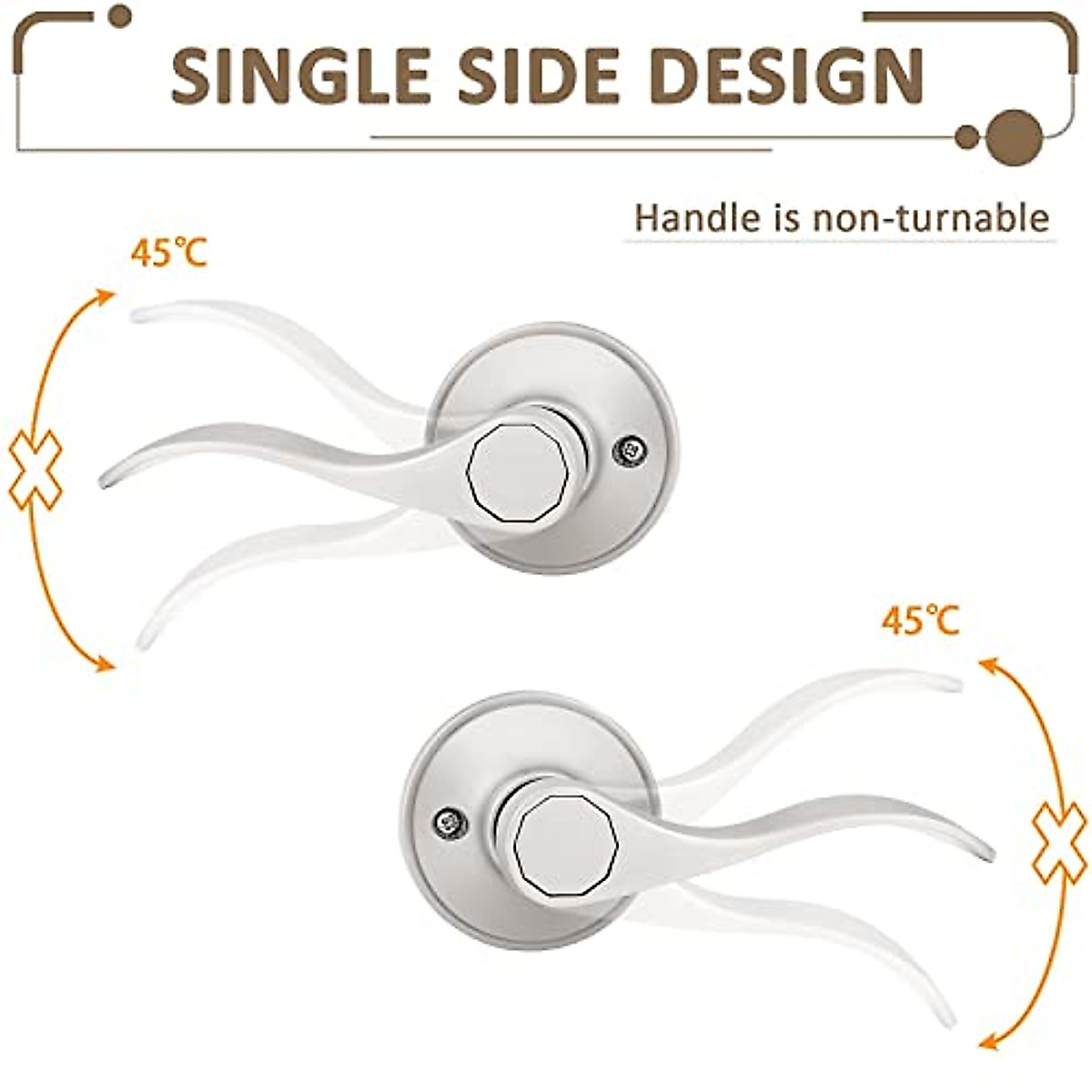 Probrico 4 Pack Dummy Door Lever Door Handle for Left Hand and Right Hand, Wave Style French Door Handle with Satin Nickel Finish, Single Side Non-Turning Dummy for Laundry Room, Hallway, Closet