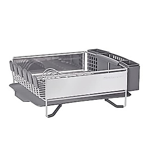 KitchenAid Compact Stainless Steel Dish Rack, Satin Gray, 15-Inch-by-13.25-Inch -