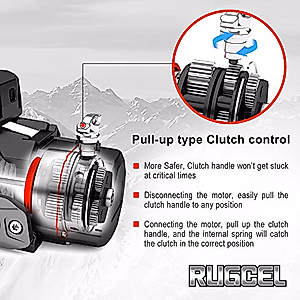 RUGCEL WINCH 13500lb Waterproof Electric Synthetic Rope Winch 12V with Hawse Fairlead, 2 in 1 Wireless Remote,Double color rope，for Truck SUV