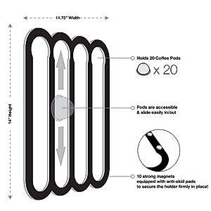 Demi's Home Coffee Pod Holder for Nespresso Vertuo Capsules - Magnetic Holder Suitable to be Mounted on the Fridge (Black)