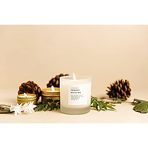 Slow North Forest Bathing Candle (8 oz) Scented with Essential Oils Soy Wax Candle, 100% Pure, Reusable Frosted Glass Tumbler with Cork Lid, Cotton Wick, Hand-poured in USA