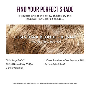 Madison Reed Radiant Hair Color Kit, Dark Neutral Blonde for 100% Gray Coverage of Resistant Gray Hair, Ammonia-Free, 8.5NNA Lusia Dark Blonde, Permanent Hair Dye, Pack of 1