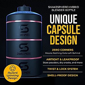 ShakeSphere Stackable Snack Containers - Organizer Carrier for Food, Protein Powders, Nuts & Supplements - 3 Leakproof, Twist Lock Holders - Portable Storage for Lunch, Office, Gym, Travel (Cyan Blue)