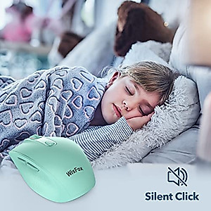 WisFox Bluetooth Mouse, Silent Wireless Mouse Come with 2 Modes (Bluetooth 3.0/5.0 + USB), Multi-Device Portable Cordless Mouse for Laptop, iPad, MacOS, PC, Windows, Android (Mint Green)