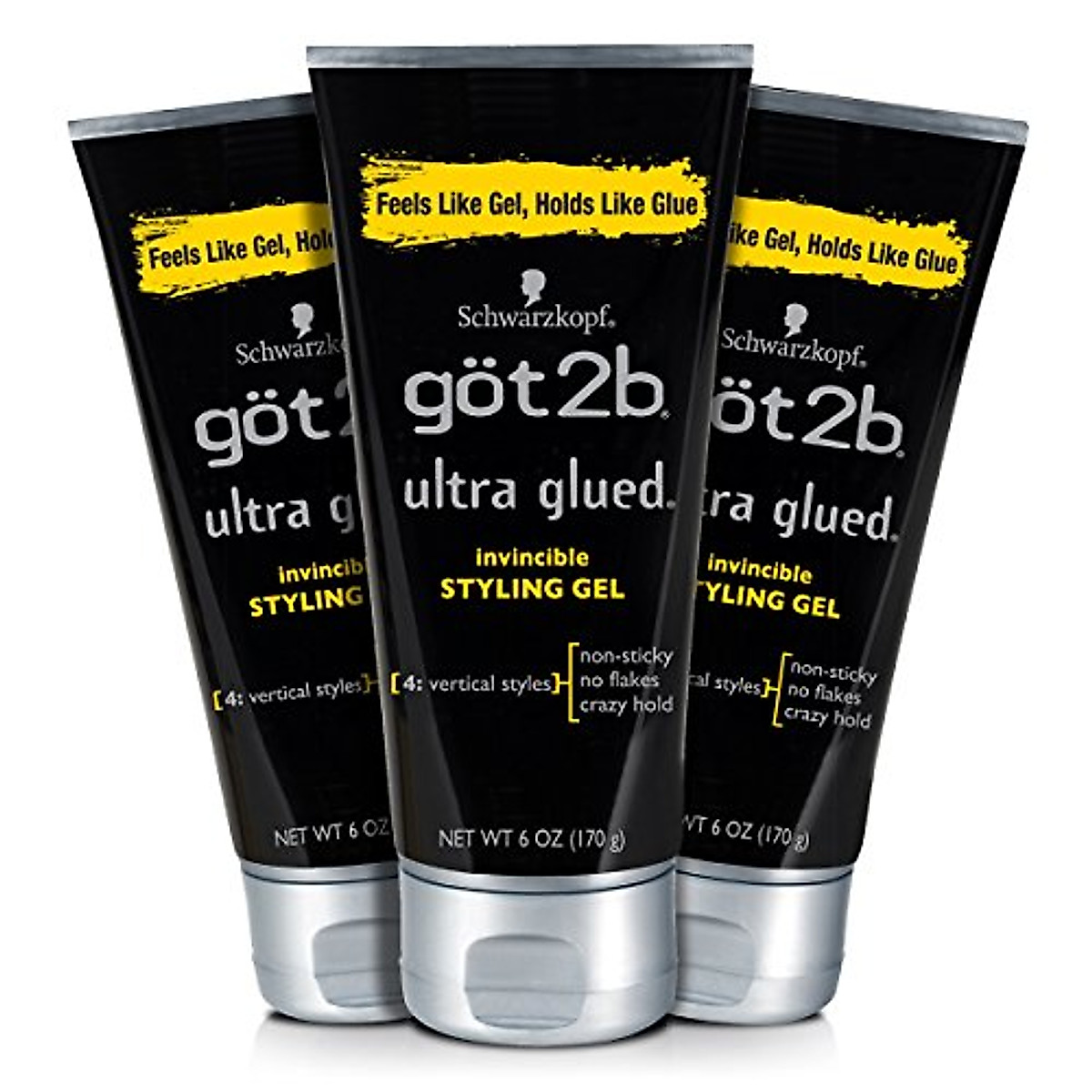 Got2b Ultra Glued Invincible Styling Hair Gel, 6 oz (Count of 3)