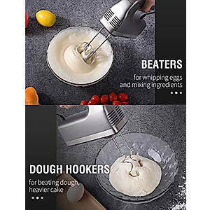 DmofwHi Hand Mixer Electric with Timer and Digital Screen,9-Speed Mixer Electric Handheld with 6 Stainless Steel Accessories,400W Powerful Electric Hand Mixer with Storage Case(Silver)