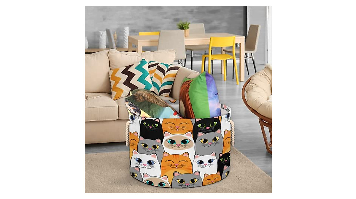 Cute Cats Storage Basket | Collapsible Laundry & Toy Organizer