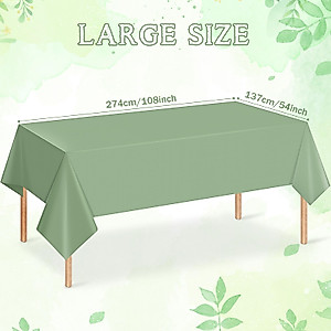 Hallswl 3Pcs Rectangle Sage Green Tablecloths Disposable Plastic Green Tablecloth Sage Table Cover for Birthday Bridal Wedding Baby Shower Spring Party Decorations 54 X 108 Inch