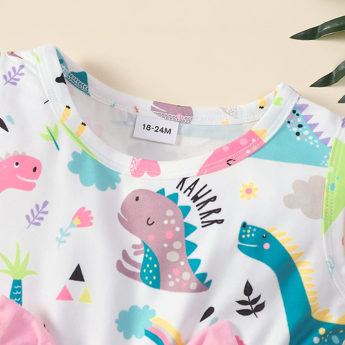 RETSUGO Baby Girl Dinosaurs Dresses Casual Pink Bowknot Dress for Toddler Girls Sleeveless Party Summer Dresses Outfit dinosaur1-1129-3T