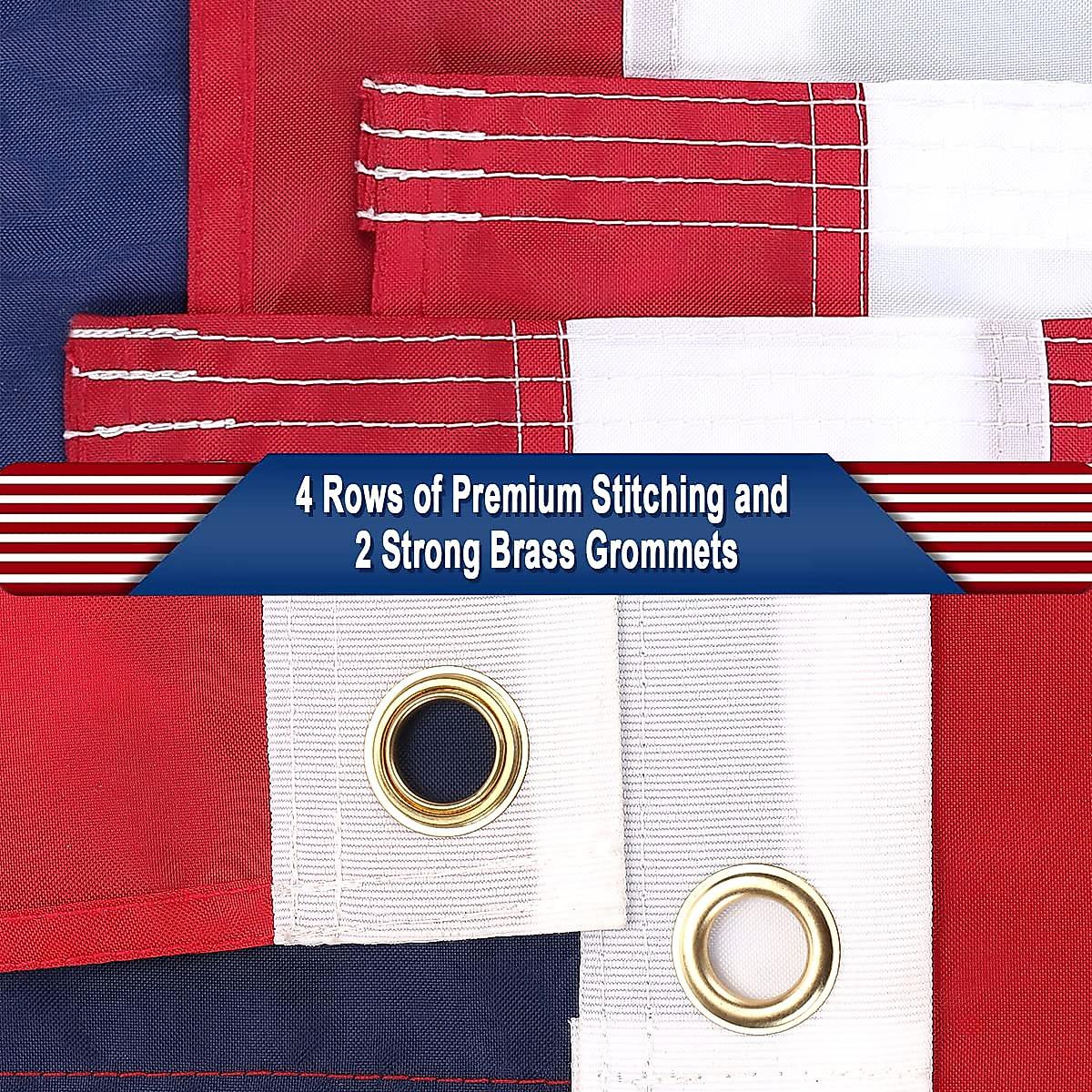 American Flag 3x5 ft Outdoor Heavy Duty, Premium USA US Flag, 100% in USA American flags for outside 3x5 with Luxury Embroidered Stars, Brass Grommets (Premium 3X5 FT American Flag)
