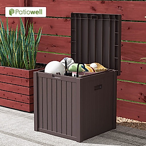 Patiowell 51 Gallon Resin Medium Deck Box, Outdoor Lightweight Storage Container for Patio Furniture, Pool Accessories, Toys, Garden Tools and Sports Equipment, Brown