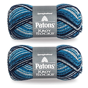 Patons Kroy Socks Yarn, 2-Pack, Sing'n The Blues Stripes