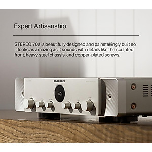 Marantz STEREO 70s 2-Ch AV Receiver (75W X 2) - 4K/120 and 8K Compact Home Theater Receiver, Class A/B Amplification, Supports Spotify Connect, Airplay 2, Bluetooth, & More via Wi-Fi & HEOS Multi-Room