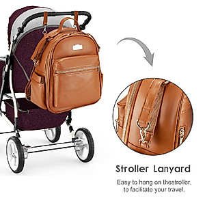 Baby Diaper Bag, Mini Leather Mom Baby Backpack Outdoor Travel Portable Mommy Bag With Diaper Pad, Pacifier Holder