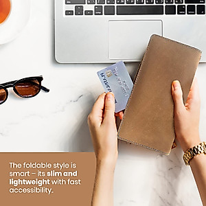 Women's Ultra Slim Wallet With RFID Blocking, 12 Slots For Credit Cards, Id Holder, Cash pockets, Zipper Slot - Ladies Genuine Leather Wallets