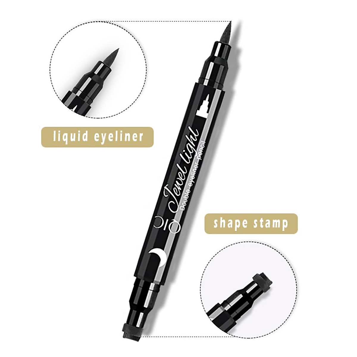 Black Liquid Eyeliner & Stamp Set - 4 PCs Winged Eyeliners and 4 Shapes Stamps, Dual ended 2-in-1 Eye Makeup Pen