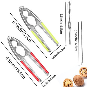 LOCEAST 2 Pieces Nut Crackers Heavy Duty Walnut Cracker with Non-Slip Handle Walnut Cracker for All Nuts with 6PCS Forks Nutcracker Pecan Walnut Plier Clip Tool