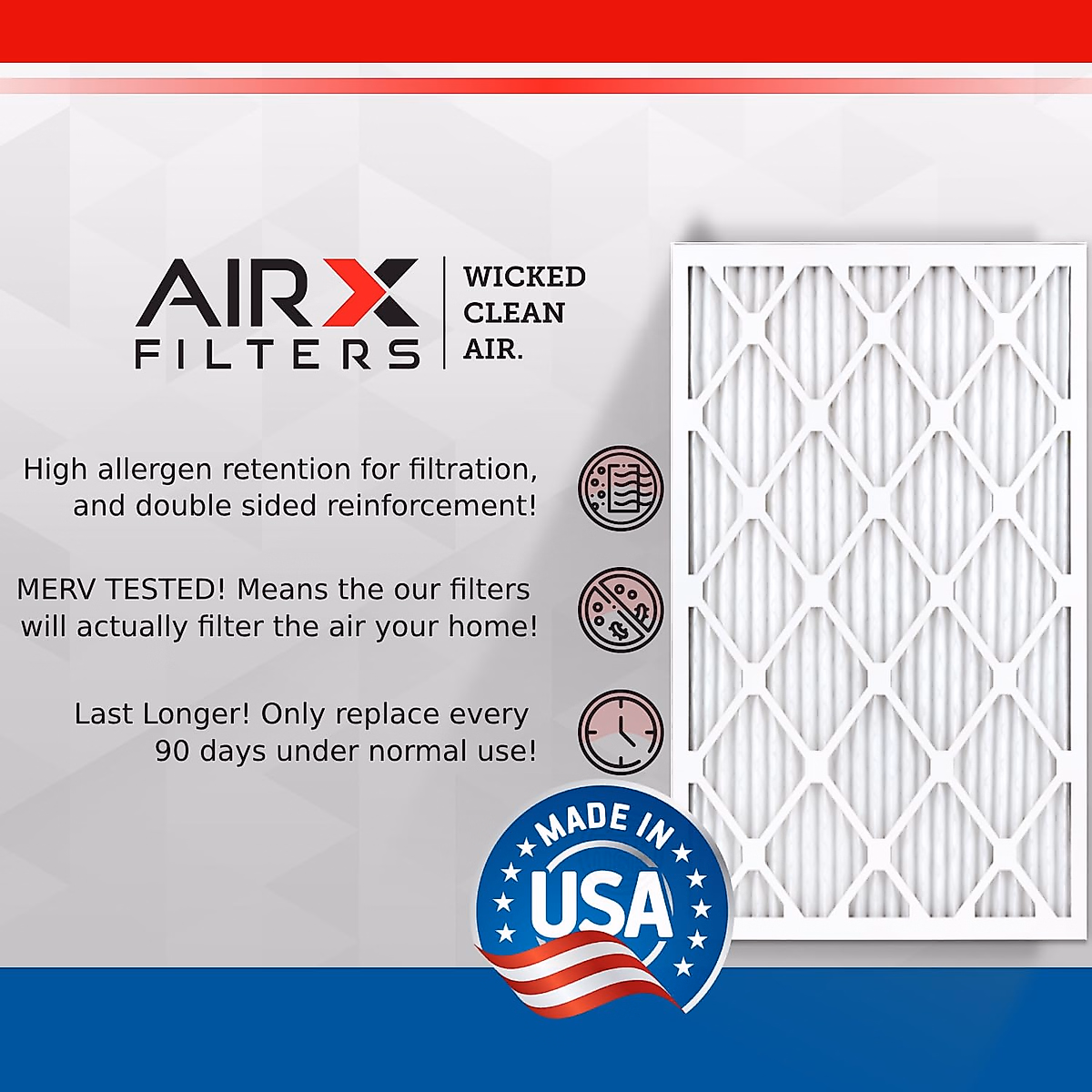 AIRX FILTERS WICKED CLEAN AIR. 20x25x1 Air Filter MERV 11 Electrostatic Pleated Air Conditioner Filter 4 Pack HVAC AC Furnace Filters