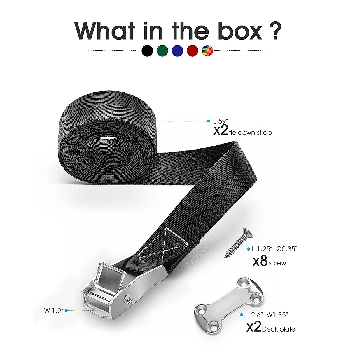 ALIENSX Cooler Tie Down Kit, Cooler Tie Down Straps for RTIC YETI Coolers, Cam Buckle Lashing Straps, Secure to Boats, Trailers, Trucks, ATVs and More, Prevent from Slipping (Black)