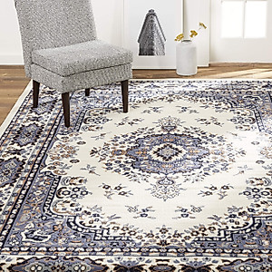Home Dynamix Premium Sakarya Traditional Medallion Border Area Rug, Porcelain, 5'2"x7'4" Rectangle