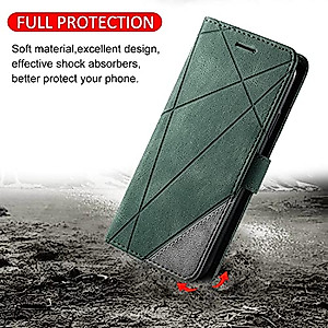 Phone Cover Case Wallet Case for Oppo Reno 6 Pro Plus 5G Case, PU Leather Flip Folio Case with Card Holders [Shockproof TPU Inner Shell] Phone Cover, Protective Case Protective Shell (Color : Green)