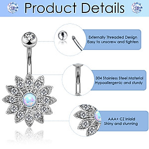 Belly Button Piercing Ring for Women, 10 PCS 14G Surgical Steel Belly Button Rings Barbell Jewelry Rings Bulk for Body Piercing with Long Bar Dangle Curved Navel Rings Heart Belly Ring