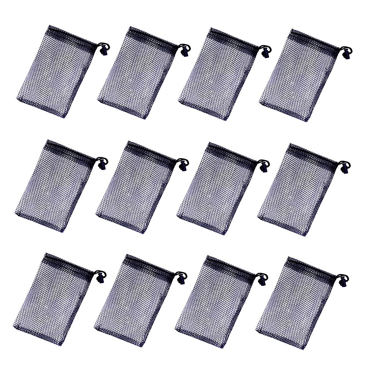 Leewoth 12pcs Small Mesh Bags Nylon Storage Mesh Bags Black Nylon Mesh Drawstring Bags with Small Travel Stuff Bags（ 6 x 4 inch）
