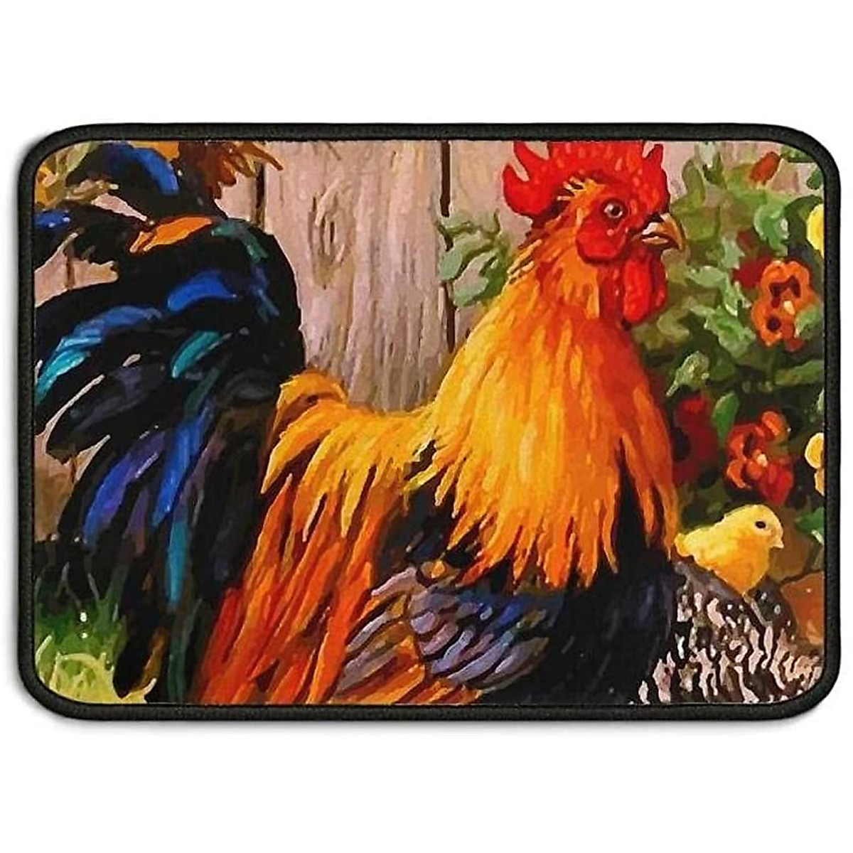 hdmfl GJING Sunflower and Rooster Kitchen Rugs and Mats [2 PCS] Anti-Fatigue Kitchen Floor Mat ​Non Slip Machine Washable Runner Carpets for Floor,Kitchen, Bathroom,Sink,Office,Laundry 17x59+17x29in