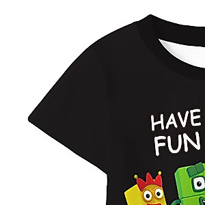 Difforever Boys Numbers Cartoon Short Shirts and Pants Sets Kids Girls Cartoon Home Daily Playwear Causal Wear for 4-8 Years