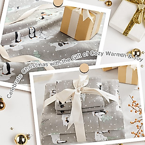 Sleep Philosophy True North Cozy Flannel Warm 100% Cotton Sheet - Novelty Print Animals Stars Cute Ultra Soft Cold Weather Bedding Set, Twin, Grey Penguins 3 Piece