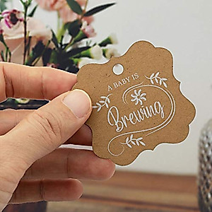 Summer-Ray 50pcs A Baby is Brewing Baby Shower Favors Gift Tags Thank You Tags (Kraft)