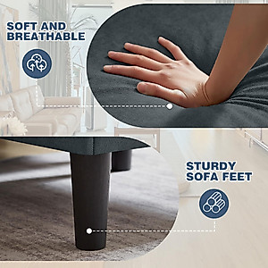 79" Convertible Sectional Sofa, L Shaped Couch with Movable Storage Ottoman 3 Seater Sofa Polyster Fibre for Apartment Small Spaces, Dark Grey