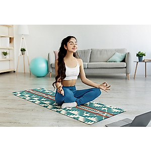 Yune Yoga Pendleton Print Yoga Mat, Non Slip Exercise & Fitness Mat For Yoga, Pilates & Floor Exercises Grippy and Thick Mat