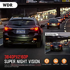 HUPEJOS V7PRO 3 Channel Dash Cam with 5GHz WiFi GPS, 4K Car Camera，128GB Card,4K Front+1080P Left or Right, 1440P+1080P+1080P Dash Camera for Cars, IR Night Vision,24 Hours Radar Detection