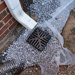 10X10in No Dig Low Profile Catch Basin with 2" Flexible Pipe Kit, Black