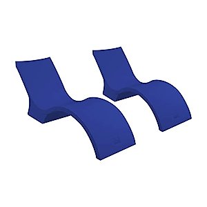 Ledge Lounger - Signature Chaise Deep - Inside Pool & Sun Shelf Lounge Chair - Designed for Deep Shelves 10”-15” - Compatible with All Pool Types - Poolside & Sun Deck Tanning - Set of 2 - Dark Blue