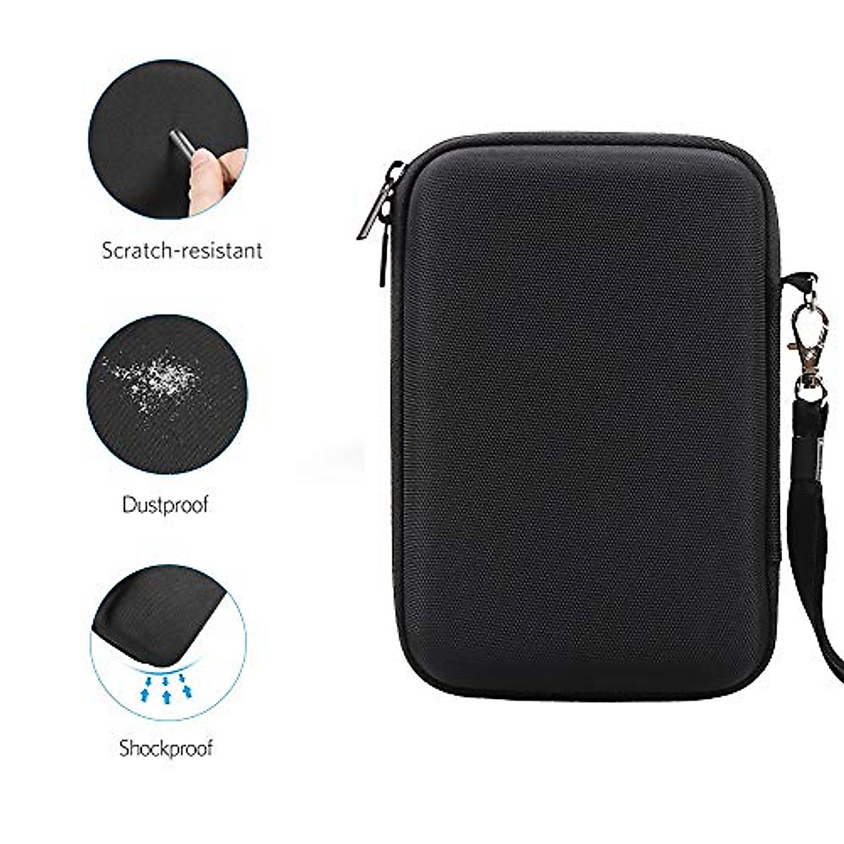 BOVKE 2-in-1 Carrying Case Compatible with Samsung T5 T3 T1 Portable 250GB 500GB 1TB 2TB SSD USB 3.1 Type C Hard Drive External Solid State Drives, Black