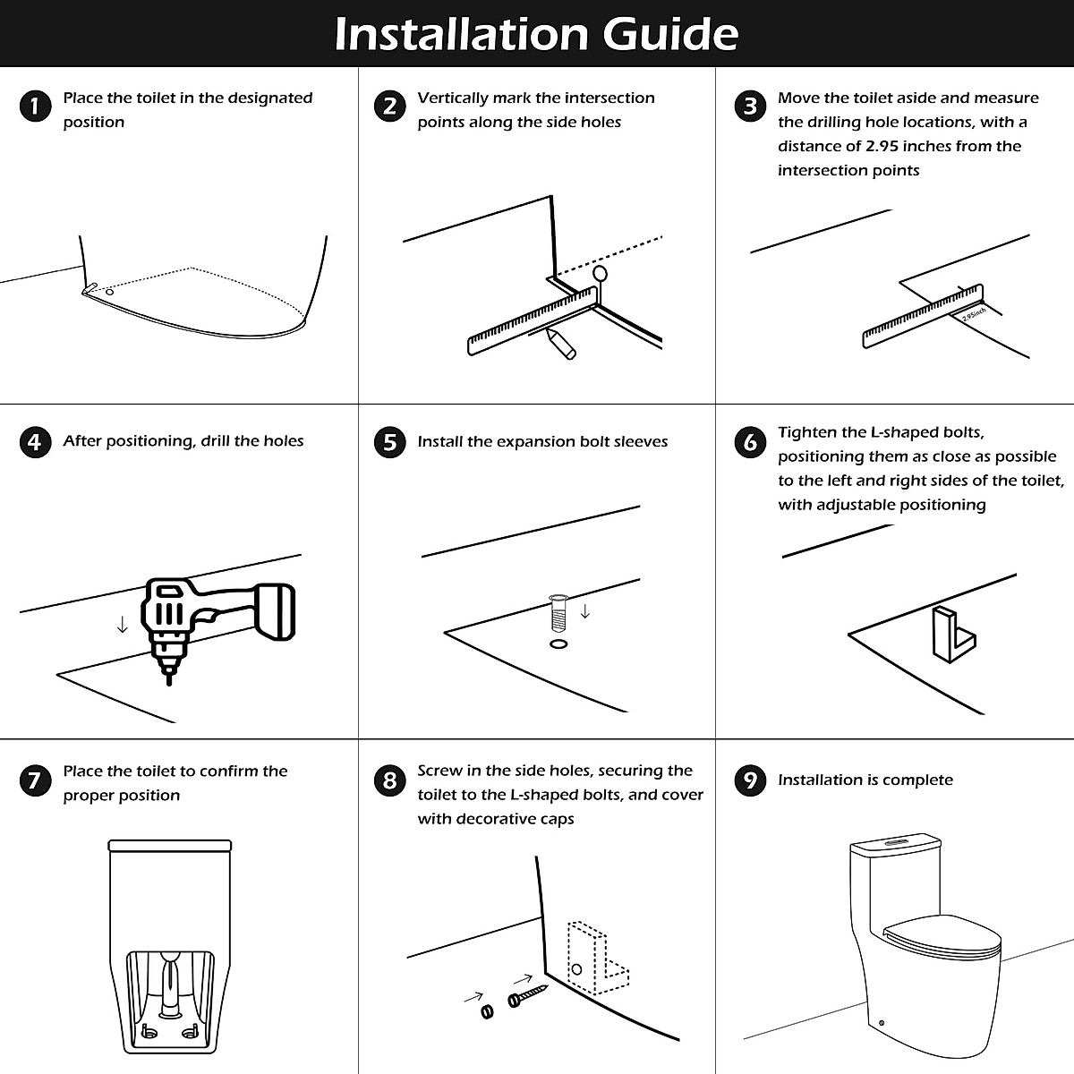 Dual Flush Elongated Standard One Piece Toilet with Comfortable Seat Height, Powerful & Quiet Dual Flush Modern Toilet, 12'' Rough-In, Glossy White，6636