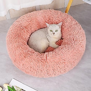 Dog Donut Bed Dog Bed Small Friday Black Deals Today Calming Donut Dog Bed Cozy Plush Fluffy Faux Fur Anti-Anxiety Warming Soft Dog Bed Dog Crate Bed Cute Dog Bed(24 in)