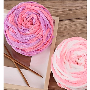 Multicolor 190g/ball Chenille Knitting Yarn Soft Ice Strip Line Cotton Yarn DIY Wool Yarn for Hand Knitting Scarf Thick Wool Yarn