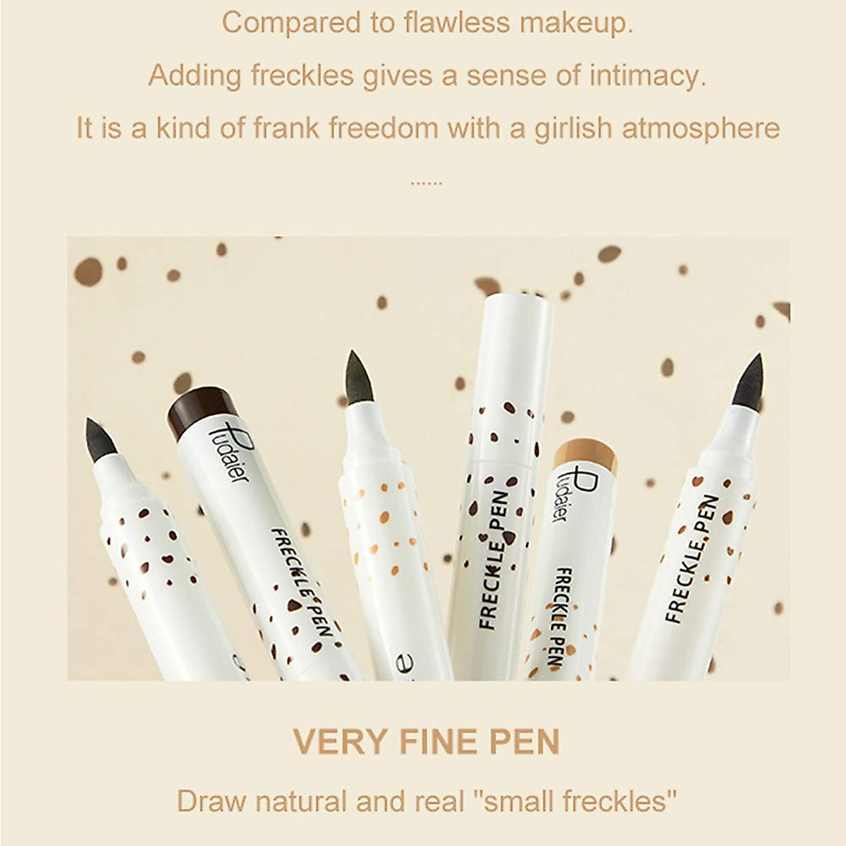Natural Freckle Pen - 2Pcs for Different Color, Light Brown & Dark Brown, Long Lasting Waterproof Neutral Lightweight Freckle Makeup Tool
