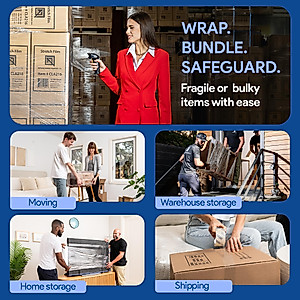 18" Stretch Film/Wrap 1200ft 500% Stretch Clear Cling Durable Adhering Packing Moving Packaging Heavy Duty Shrink Film Stretch Wrap(1 Pack, Clear)