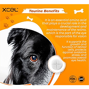 1000 mg Quarter Dosing Taurine Supplement with L Carnitine for Dogs, Supports Heart, Cardiovascular Health, Supports Eye Health