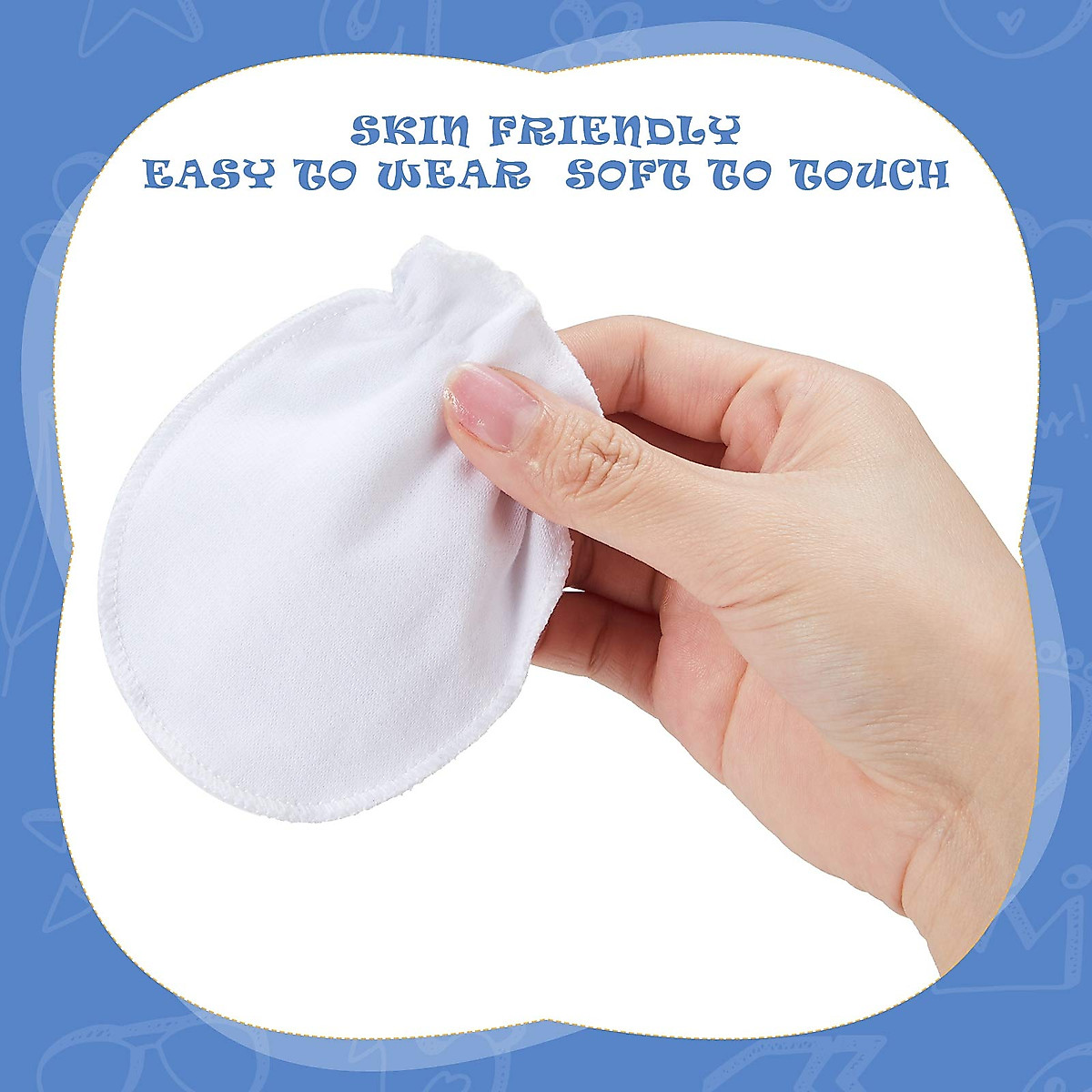 6 Pairs Newborn Baby Mittens No Scratch Infant Gloves Mitten for Baby 0-6 Months (White, Light Grey, Black, Medium Grey, Black Grey, Navy Blue)