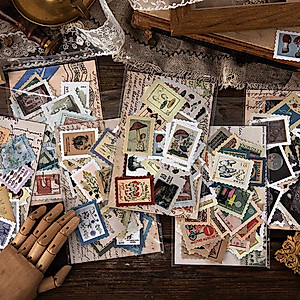 Vintage Postage Stamp Stickers Set (276 Pieces) - Botanical Deco Sticker for Scrapbooking, Bullet Journaling, Junk Journal, Planners, Bujo Travel Diary, Nature Plant Ephemera